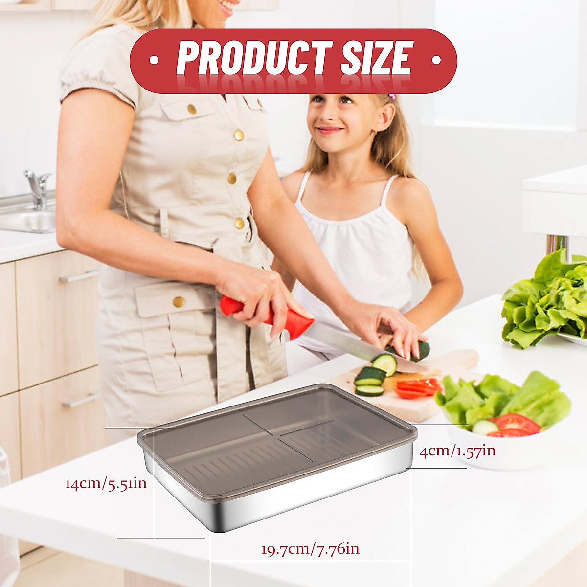 Mchodare 2pcs Deli Meat Containers, Bacon Container for Refrigerator, Stainless Steel Airtight Deli Meat Storage Lunch Meat Container for Refrigerator Fridge Organizers and Storage, HGI0116-L