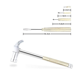 YOUMI 6 in 1 Metal Hammer & Screwdriver Multitool Set with Anti-Slip Grip Handle Slotted/Flat Head Phillips Screwdriver Nail Puller and Claw Hammer Best Gift for Sweetheart(Silver Yellow)