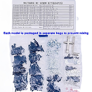 634pcs Universal RC Screw Assortment kit-Fasteners for Traxxas Axial Redcat HPI Arrma SCX10 Losi Scale RC Cars-1/8 1/10 1/12 RC truck,tracked car,remote control car, repair tools for off-road vehicles