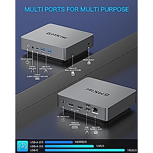 GMKtec Mini Gaming PC AMD Ryzen 5 5600U(6C/12T, 4.2 GHz), Mini Gaming Computer 16GB DDR4 512GB M.2 SSD Windows 11 Pro Desktop Computer, Mini Computers 4K Triple Displays BT5.2/WiFi 6 2.5G Ethernet