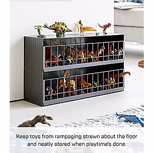 Yamazaki Home Two-Tier Toy Dinosaur and Animal Display Storage Rack, Childrens' Toy Bin Organizer Box, Plastic, Stackable, No Assembly Req.