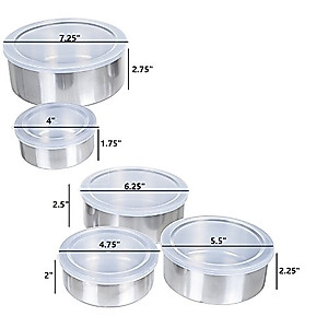 Chef Buddy 5 Piece Stainless Steel Bowl Set with Lids, Silver