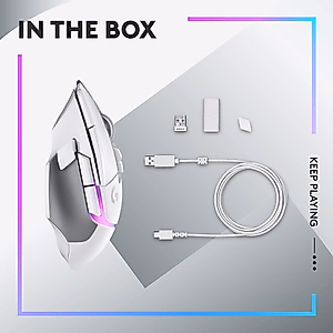 Logitech G502 X Plus Lightspeed Wireless Optical Mouse - LIGHTFORCE hybrid switches, LIGHTSYNC RGB, HERO 25K gaming sensor, compatible with PC - macOS/Windows - White