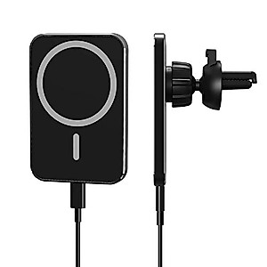 HATALKIN Magnetic Wireless Car Charger Vent Mount for Mag-Safe Mag Safe Case iPhone 14(Plus/Pro Max)/13 12(Pro/Pro Max/Mini) Magnet Phone Holder Stand 15W Wireless Charging Car Mount Air Vent Charger