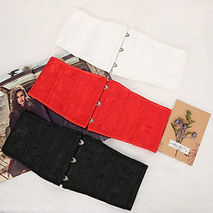 Floral Corset Waist Belt for Women,Lace up Waist Belt Wide Waistband Obi Tied Waspie Belt for Wedding Halloween 1.black