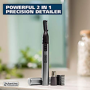 Wahl Micro Groomsman Personal Pen Trimmer & Detailer for Hygienic Grooming with Rinseable, Interchangeable Heads for Eyebrows, Neckline, Nose, Ears, & Other Detailing - 05640-600