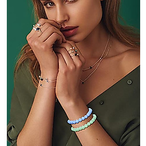 Jewdreamer 18Pcs 8mm Beaded Stretch Bracelet Handmade Glass Bracelet for Women Mens Multicolor Crystal Round Beads Bracelet Elastic Bead Bracelets Jewelry