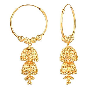 Efulgenz Indian Earrings for Women Indian Hoop Earrings Indian Jhumka Earrings Set Indian Jewelry Traditional Gold Tone Hoop Jhumka Jhumki Dangle Earrings Set for Women
