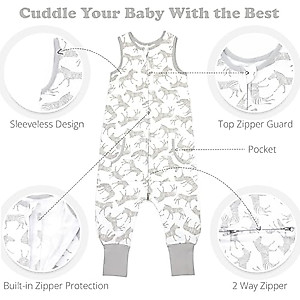 Baby Sleep Sack 12-24 Months, 0.5 TOG Sleep Sack Baby Wearable Blanket, Toddler Baby Sleep Sack with Feet, Sleeveless Breathable Sleep Sacks, Grey