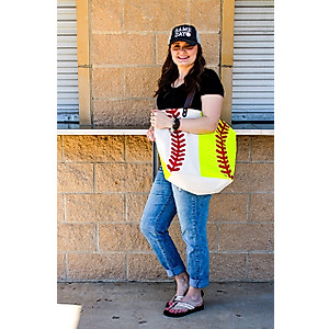 Cocomo Soul Baseball Softball Canvas Tote Bag Handbag Large Oversize Sports 20 x 17 Inches