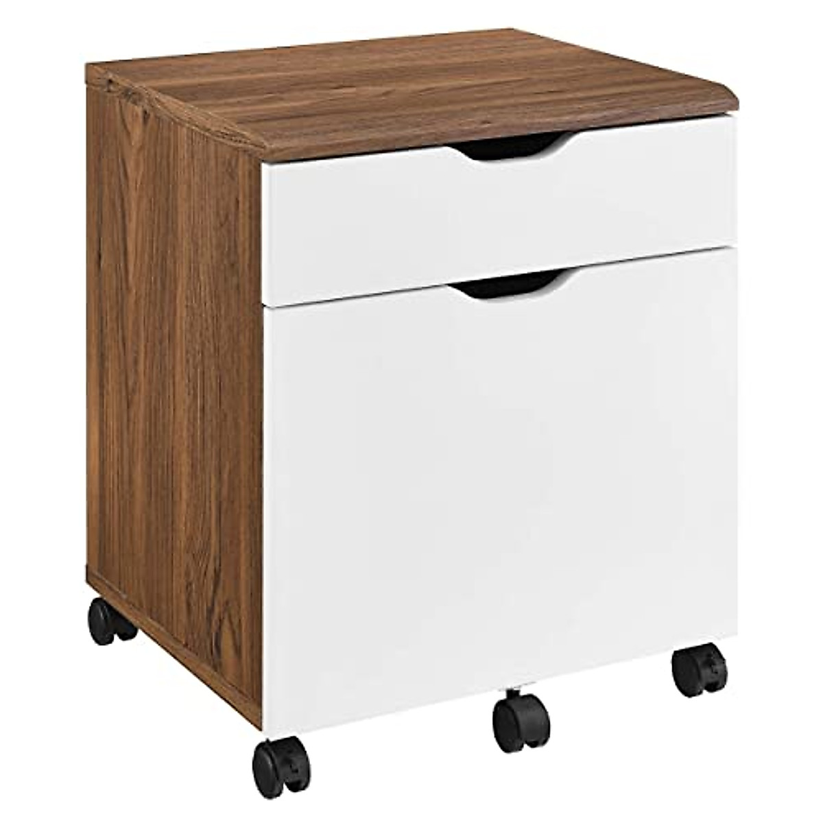 Modway Envision Mid-Century Modern Office File Cabinet in Walnut White