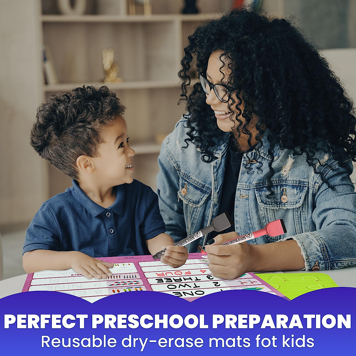 QUOKKA Busy Book Handwriting Practice for Kids - 2 Set - Learn to Write for Toddlers Age 3 4 5 - | 24 Tasks | 4 Dry Erase Markers | - Homeschool Preschool Learning Activities