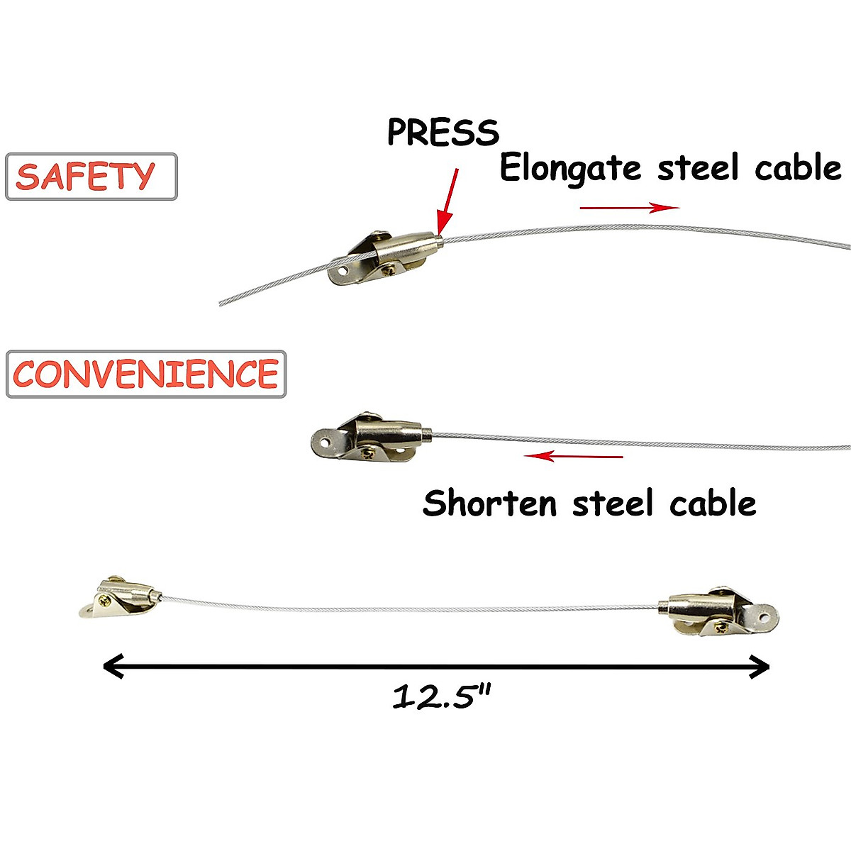 Global Furniture Anti-Tip Straps - Steel Cables Furniture Anchor Kit for Baby Safety (Mounting Hardware Included) Pack of 4