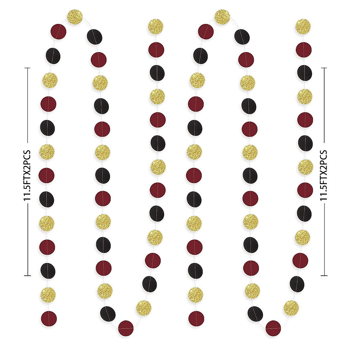 Graduation Decorations Maroon Gold 2024/Burgundy Gold Black Graduation Party Decorations Utah/Wizard Party Decorations Burgundy Birthday Decorations/Burgundy Gold Paper Garlands