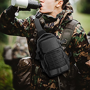 Pinprin Tactical Chest Bag Military Molle Sling Bag Waterproof Outdoor Shoulder Bag