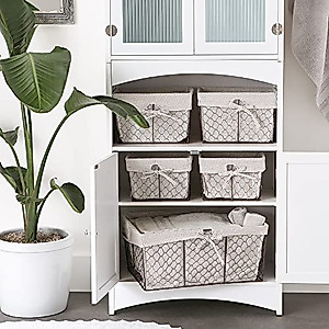 DII Farmhouse Chicken Wire Storage Baskets with Liner, Set of 5, Rustic French Blue, Assorted Sizes, 5 Piece