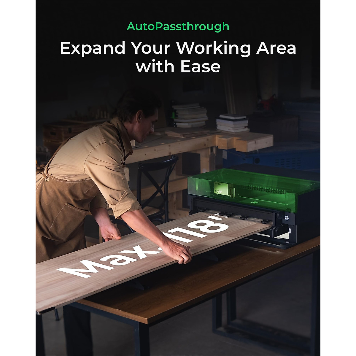 xTool S1 40W Laser Cutter and Engraver Machine, with Auto Conveyor Feeder, 118'' Long Crafts, 600mm/s Speed, Laser Engraver for Tumblers Wood and Metal, Acrylic, etc. - Deluxe Bundle