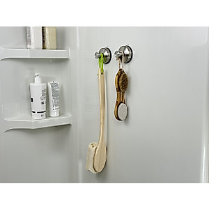 SUPRAQ Removeable Suction Cup Metal Hooks for Kitchen, Bathroom Shower, Tiles and Mirror-Pack of 2 (Nickel)