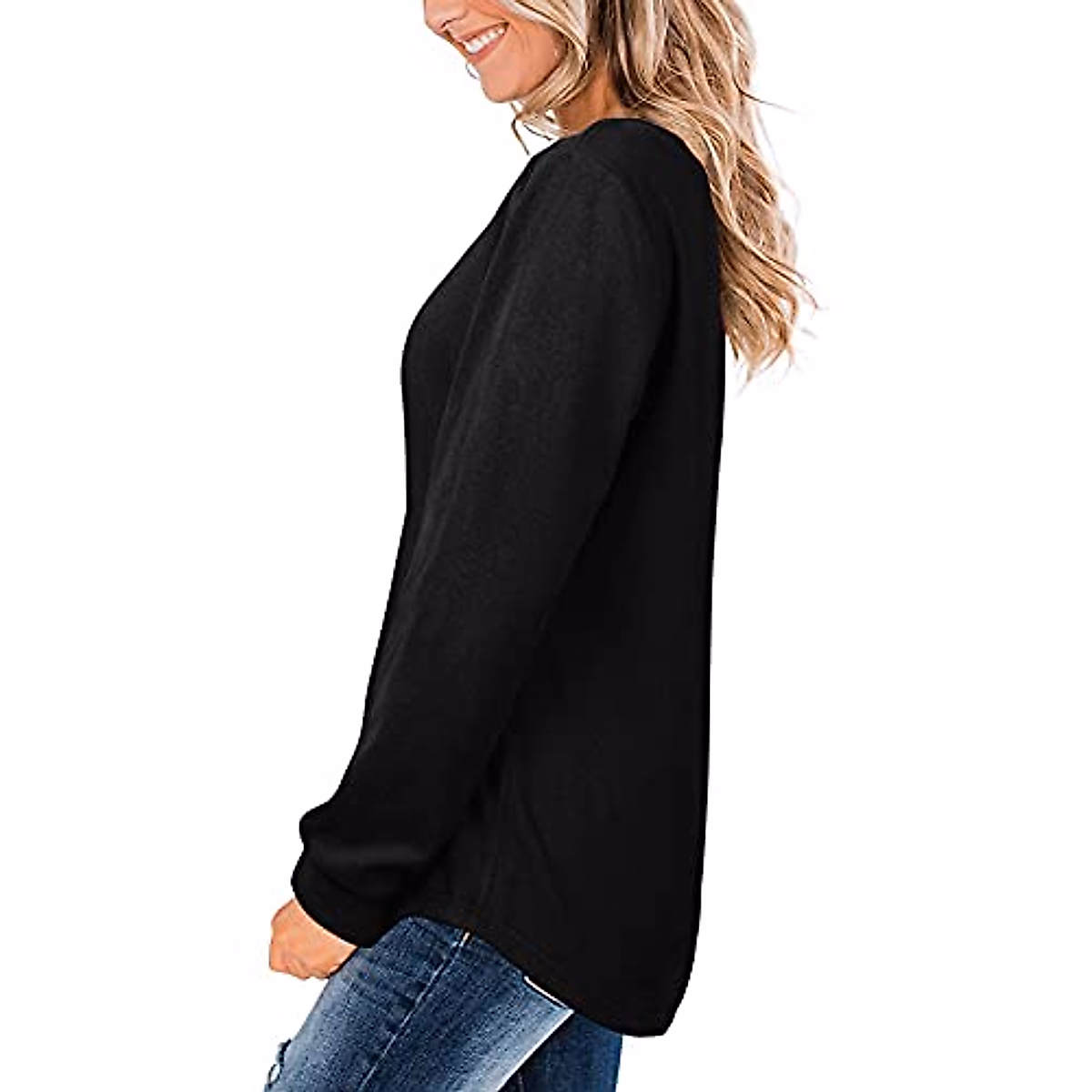 Aokosor Tunic Tops to Wear with Leggings Womens Long Sleeve Sweatshirts Lightweight Fall Outfits L