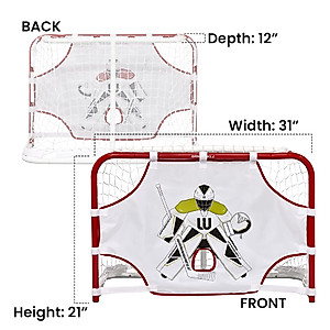 Winnwell Mini Hockey Goal Set - Indoor Hockey Training Equipment - Includes 2 Mini Sticks, 1 Ball, 1 Net Goal & Shooting Target
