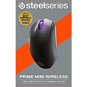 SteelSeries Esports Mini Wireless FPS Gaming Mouse – Ultra Light – Prime Mini Edition – 5 Programmable Buttons – Lag-free 2.4GHz – 100H Battery – 18K CPI Sensor – Magnetic Optical Switches – PC/Mac