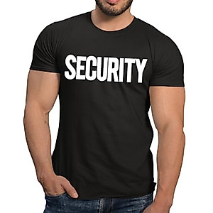 Men's Security Tee Front & Back (BB, Black/White, XL)
