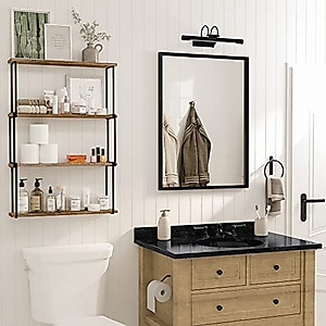 Wallniture Porto Floating Shelves for Wall Storage, Bookshelf Living Room Decor, Kitchen Organization, 4-Tier Bathroom Shelves, Wall Shelves for Bedroom Burnt Finish