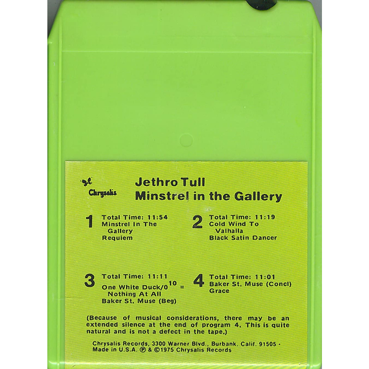 Jethro Tull: Minstrels in the Gallery 8 Track Tape