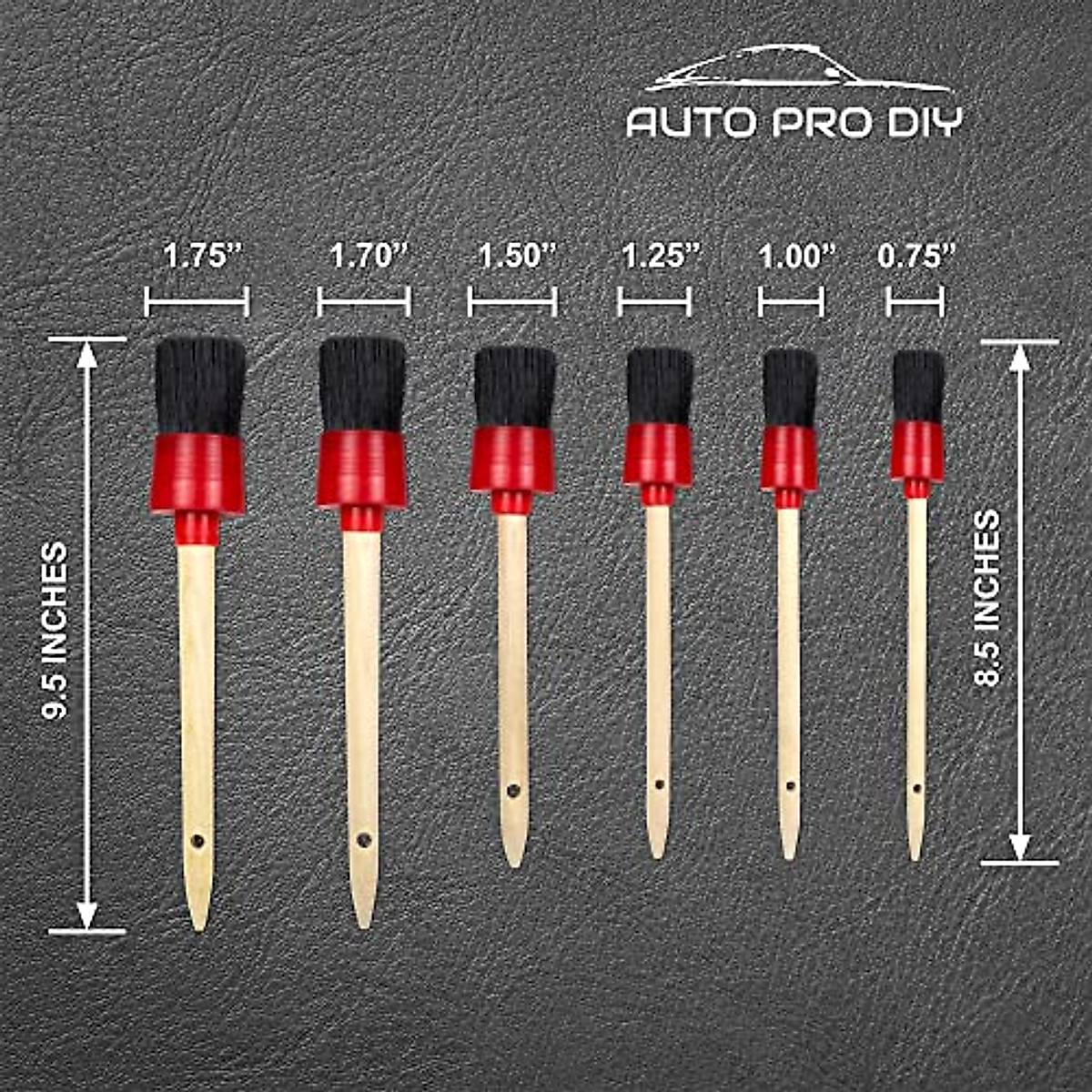 AUTO PRO DIY 11 Piece Car Detailing Kit Set - Car Wheels, Exterior, Interior Cleaning Detail Supplies - Boars Hair, Stainless Steel Wire, Duster Brushes, APD-101