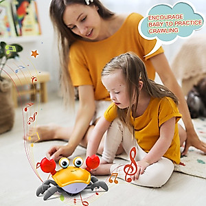 DASDSA Crawling Crab Baby Sensory Tummy time Toys for 1 Year Old boy Girl,Walking Crab Baby Toys Moving Dancing with Music and Light,Avoid Obstacles Interactive Development Baby Toys
