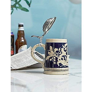 HAUCOZE Beer Stein Mug German Bavarian Drinking Stanley Drinking Mug with Lid for Man 0.6Liter