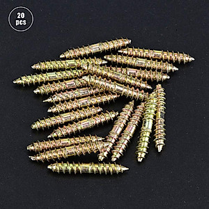 20Pcs 5x30mm Dowel Screw, Iron Double Ended Screw Zinc Plating Self-Tapping Thread Screw for Industrial Woodworking