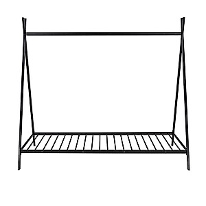 Cute Twin Bed Frame, Twin Metal Bed Frames Black Platform Bed Frame Metal Floor Play House Bed with Slat 75 Inch