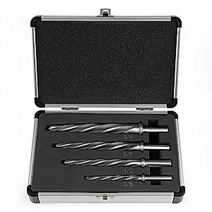 Lichamp 4 Piece Reamers Set for Metal, Taper Reamer Drill Bit for Steel for 3/8 1/2 5/8 3/4 inches Hole M2 HSS Chucking Bridge Steel Reamers