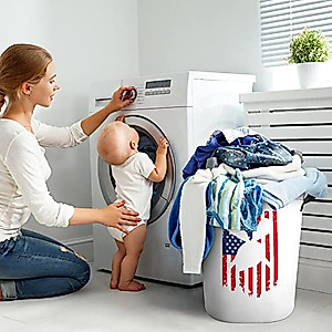 Lacrosse Helmet and Sticks American Flag Large Laundry Basket Hamper Bag Washing with Handles for College Dorm Portable
