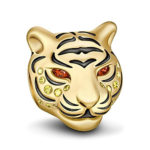 GNOCE Women's Animal Charms for Bracelets 925 Silver Charm Bead for Fit US European Bracelet Necklace Gift (Tiger)