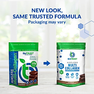 BioTrust Ageless Multi Collagen Peptides Powder – 5 Types (I, II, III, V, X) – Chocolate Collagen Powder for Women & Men – Hydrolyzed Protein – Grass Fed Beef, Fish, Chicken, Eggshell Membrane