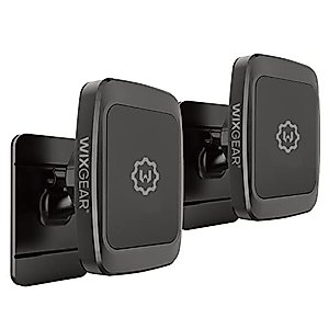 WixGear (2 Pack Universal Stick On Dashboard Magnetic Phone Car Mount, for Cell Phones and Mini Tablets with Fast Swift-snap Technology, (Newer Bigger Model)