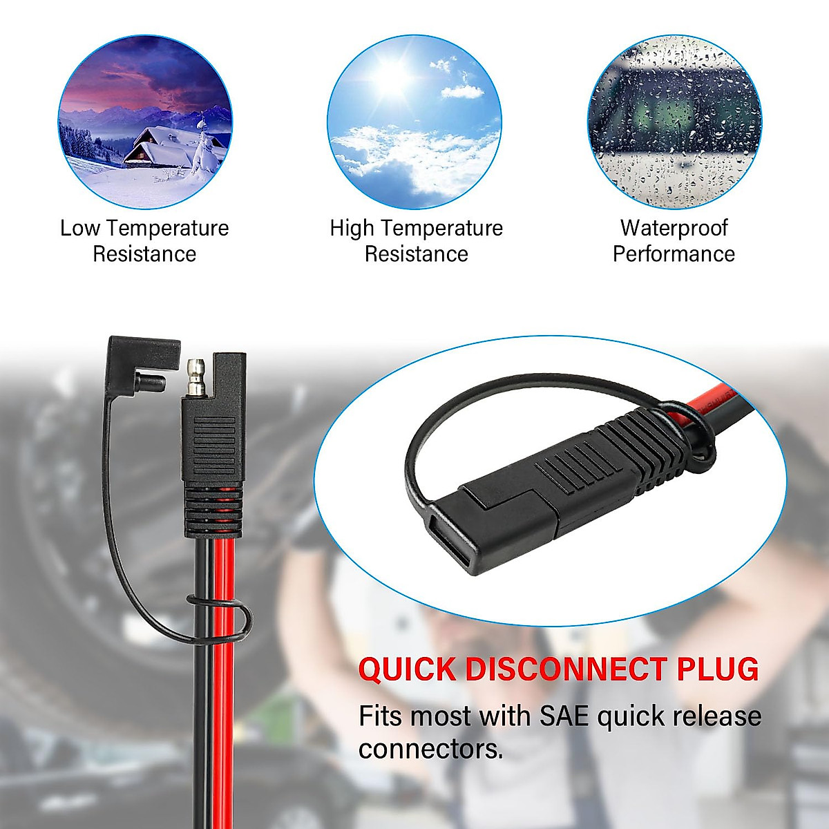 MOOKEERF SAE Extension Cable 10 AWG - 30FT SAE to SAE Quick Disconnect Wire Battery Charger Extension Cord Heavy Duty with SAE Polarity Reverse Adapter for Solar Panel Trolling Motor Automotive RV