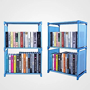 Hosmat 9-Cube DIY Children's Bookcase 30 inch Adjustable Bookshelf Organizer Shelves Unit, Folding Storage Shelves Unit (Blue_9 Cubes)
