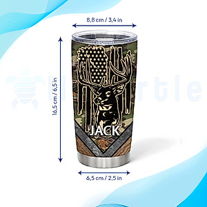 Hyturtle Personalized Hunting Gifts For Men - Deer Hunting Tumbler 20 Oz Travel Coffee Mug Stainless Steel - Fathers Day Hunting Gift For Dad, Him, Boy, Husband, Hunters From Son, Wife On Birthday