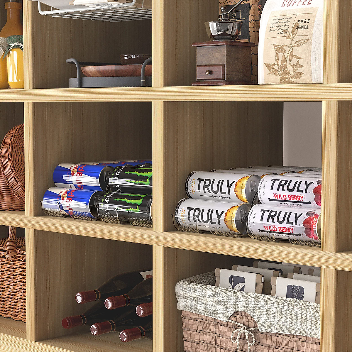 SimpleHouseware Skinny Can Organizer for Pantry/Refrigerator, Clear, Set of 2