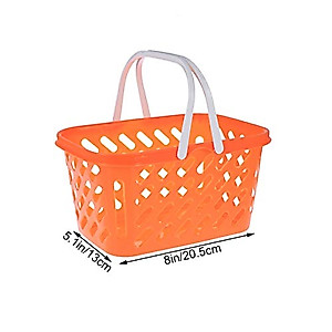 Kisangel Stackable Storage Bins 1pc Portable Grocery Basket Plastic Storage Basket Mini Picnic Basket Toys Storage Organizer for Kids Party Favors Pretend Play ( Orange ) Plastic Bins
