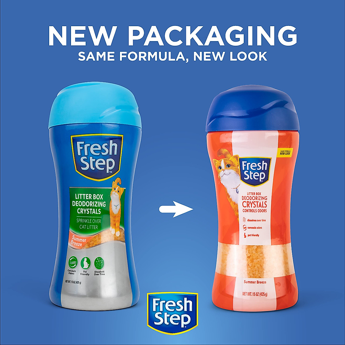 Fresh Step Cat Litter Crystals in Fresh Scent Cat Litter Box Deodorizer Combats Cat Odors and Neutralizes Smells to Keep Your Home Clean, 15 Ounces (Pack of 3)