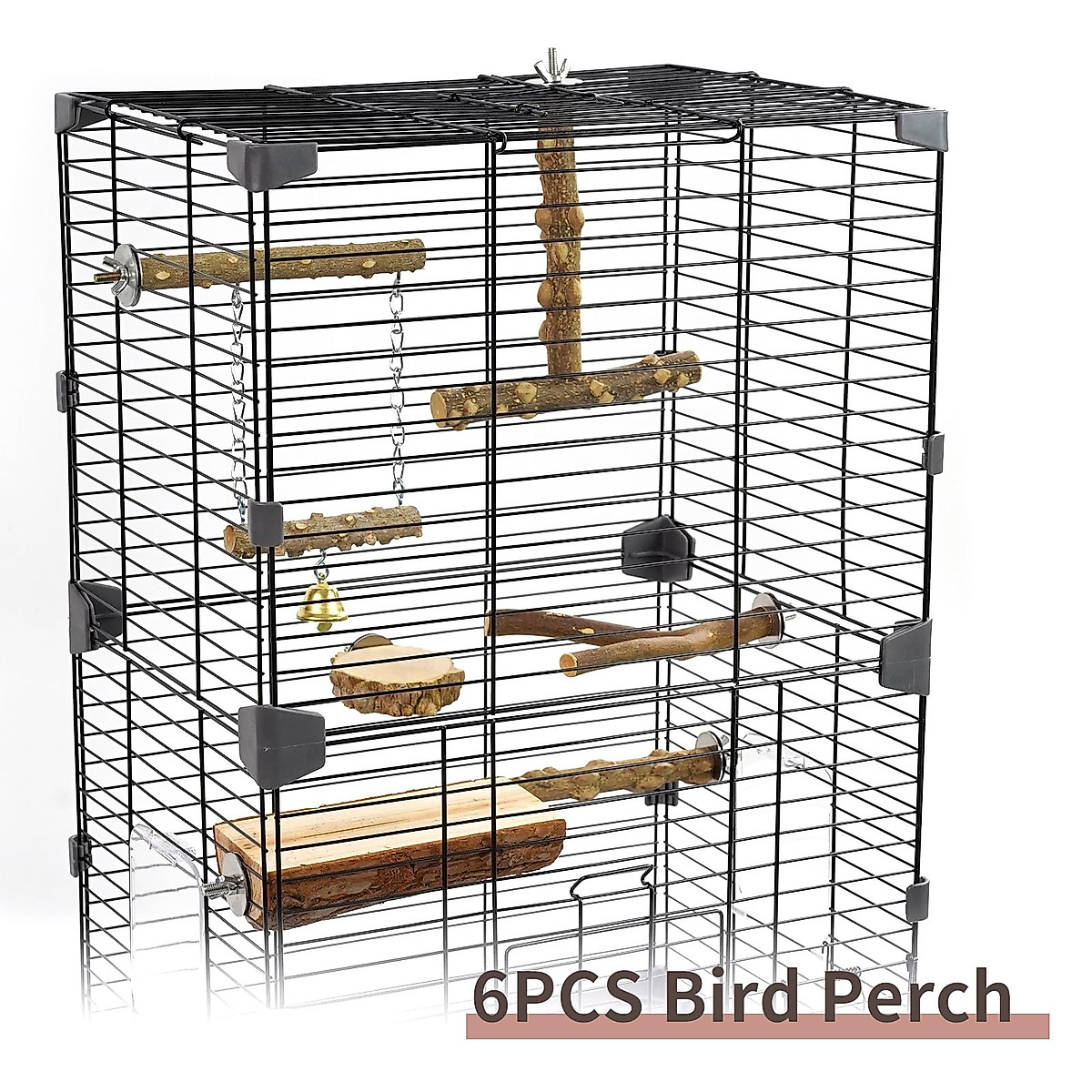 HPAWHOMEPART Bird Perches, 6pcs Natural Wood Birds Stand Branch, Bird Perch Chewing Stick Cage Accessories Parrot Climbing Standing Branches Paw Grinding Fork Sets for Parakeet Lovebirds Cockatiels