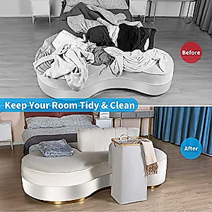 efluky Large Laundry Basket with Lid, 100L Tall Laundry Basket with Bamboo Handles for Clothes and Toys, Collapsible Laundry Hamper with Inner Bag for Bedroom and Bathroom, Light Grey