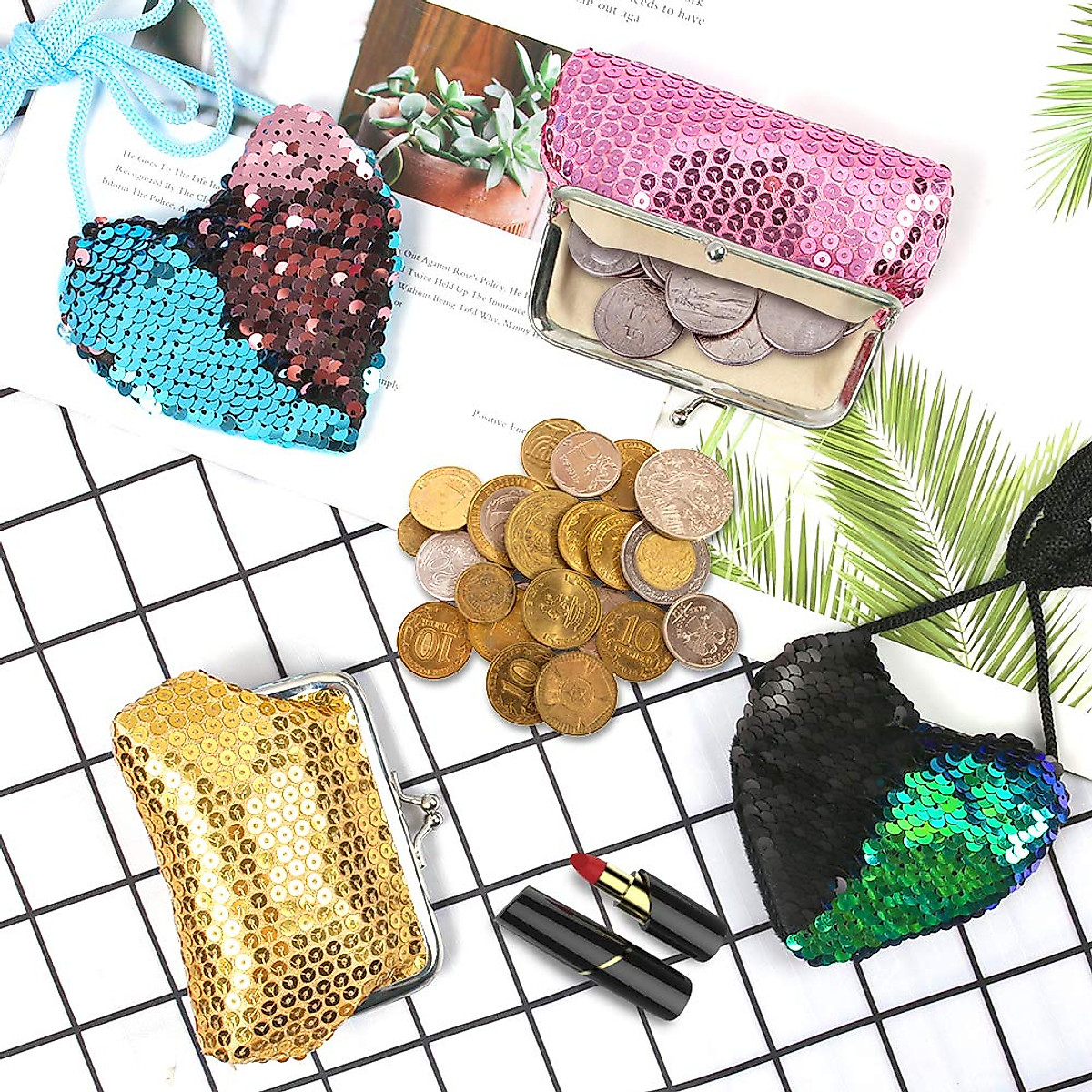 Little Girl Crossbody Bag,Glitter Crossbody Purse Messenger Bag Hand Bag Toddler Kids Purse with Sparkly Crown Hair Clip,Pink and Purple