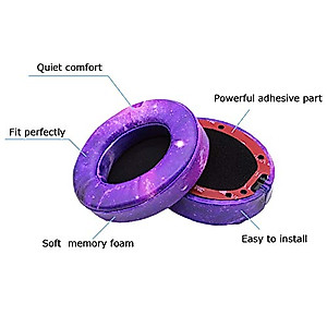 Studio 3 Ear Pads Replacement Ear Pads Protein PU Leather Ear Cushion Compatible with Beat by Dr.Dre Studio 2.0 Studio 3 B0500 B0501 Wired Wireless Over-Ear Headphones (Not fit Solo2/3) (Galaxy)