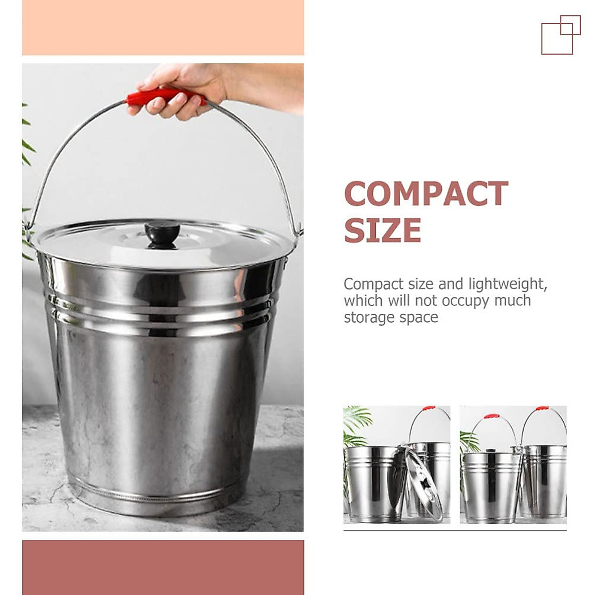 GANAZONO Metal Ash Bucket Ash Bucket with Lid Galvanized Iron Ash Bucket Coal Storage Bucket BBQ Charcoal Holder for Fire Pit, Wood Burning Stove Galvanized Bucket