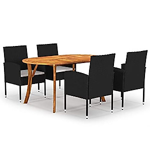 YUHI-HQYD 5 Piece Patio Dining Set,Conversation Furniture,Afternoon Tea Suit,Party Furniture,Perfect for Patio, Garden, Porch,Family Room,Sitting Area, Black